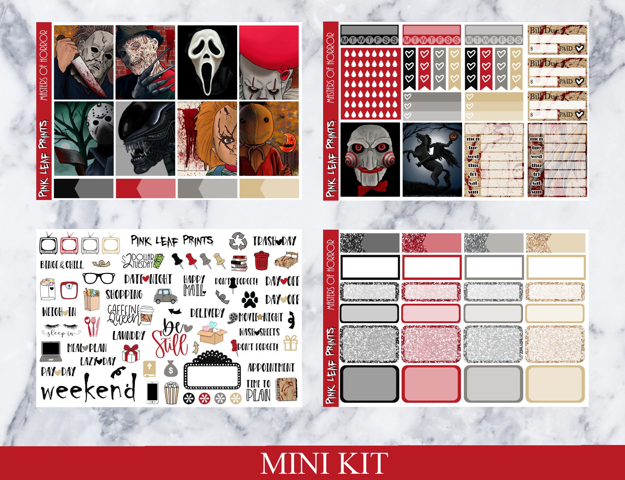 Matte | Masters of Horror | A La Carte Weekly Planner Sticker Kit - Etsy