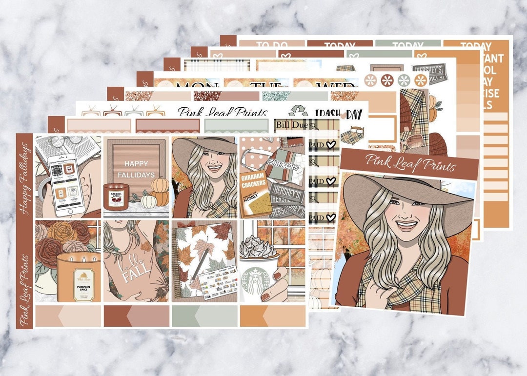 Glossy | Happy Fallidays | A La Carte Weekly Planner Sticker Kit - Etsy