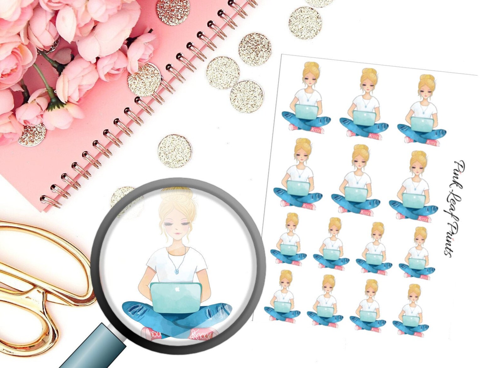 Planner Girls Computer Girl Mini Deco Planner Sticker - Etsy
