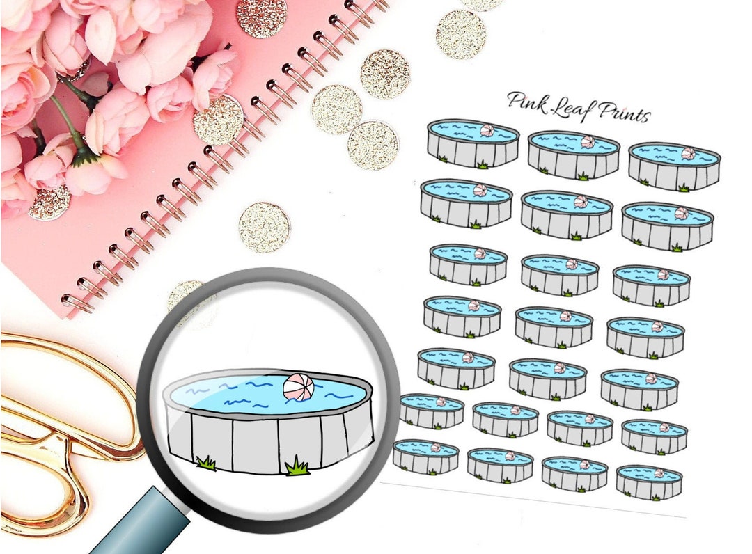 Swimming Pool | Summer Doodles | Mini Deco Planner Sticker Sheet - Etsy