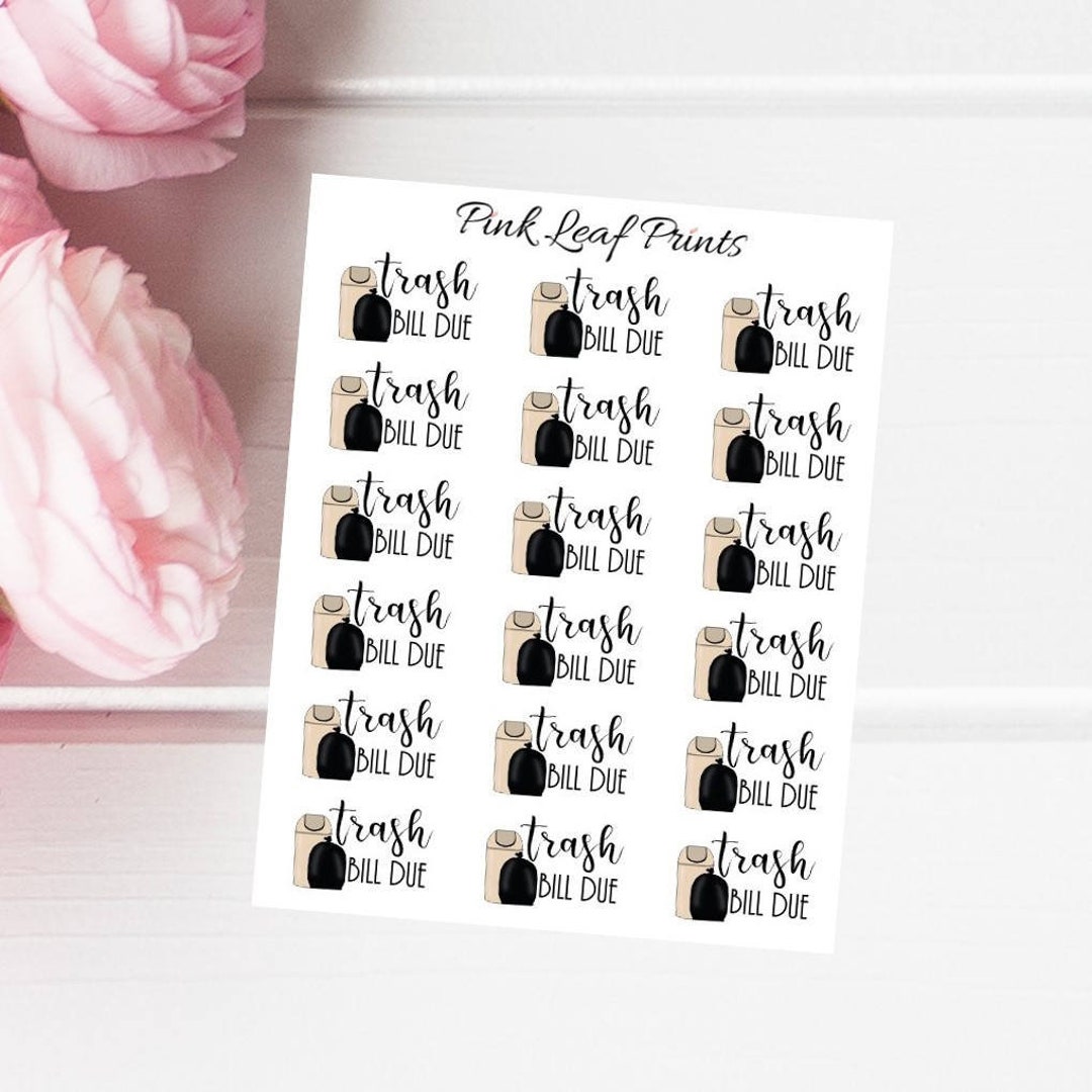 Trash Bill Due | Mini Icon Planner Sticker Sheet - Etsy