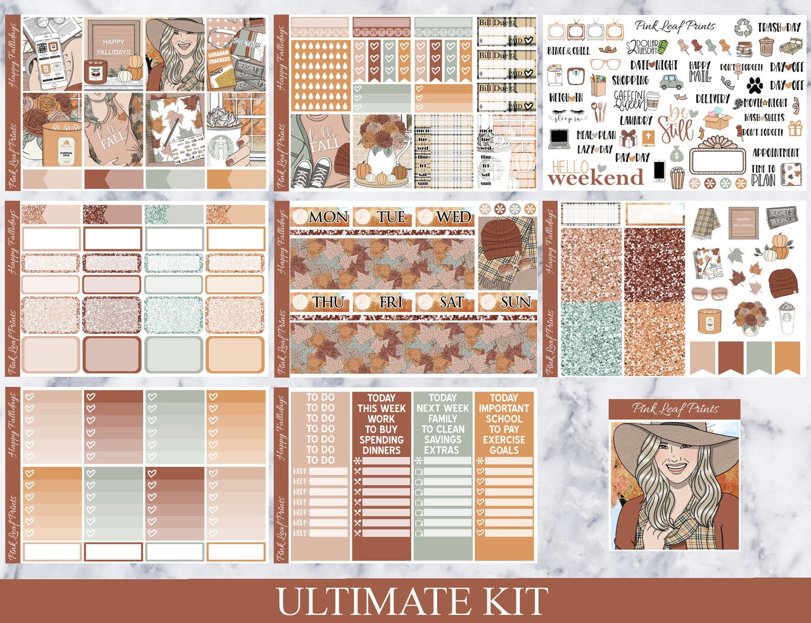 Glossy | Happy Fallidays | A La Carte Weekly Planner Sticker Kit - Etsy