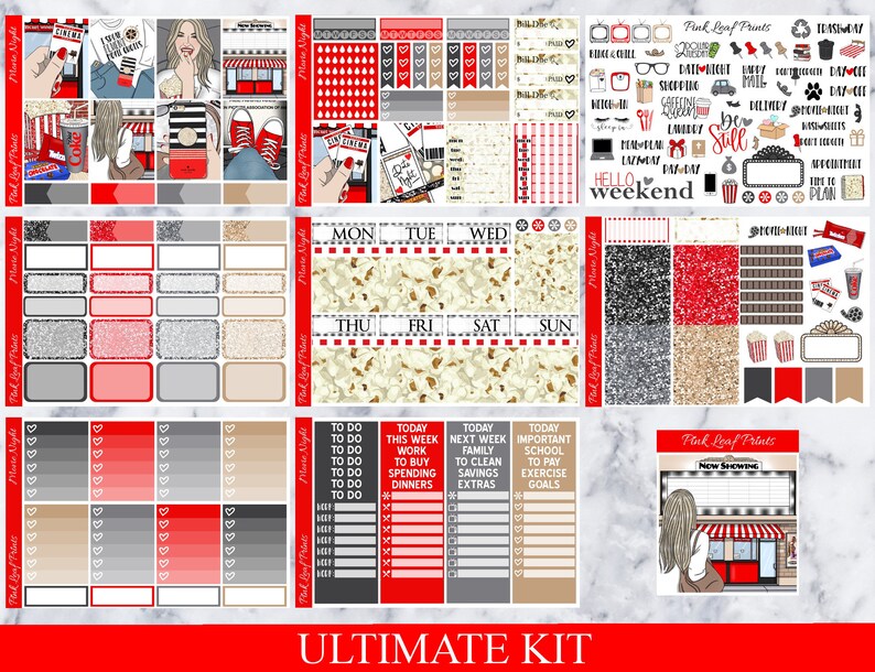 Matte | Movie Night | Weekly Planner Sticker Kit - Etsy