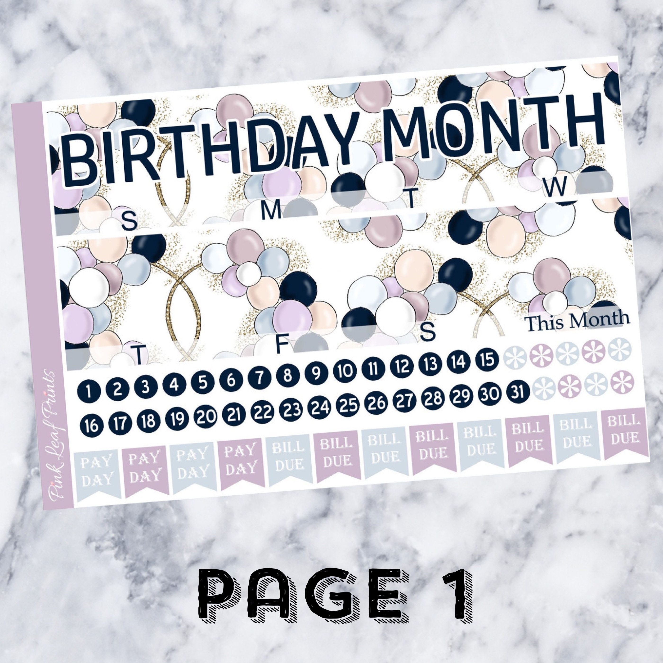 GLOSSY | Birthday Month | Monthly Layout Kit | Erin Condren - Etsy