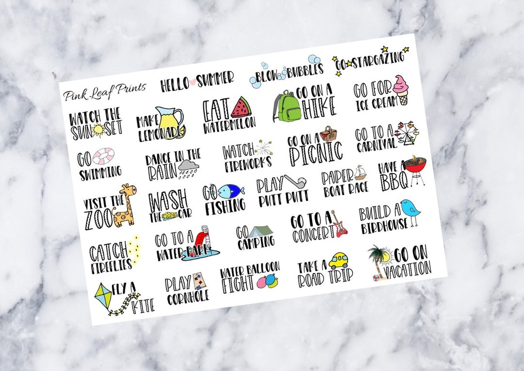 Summer Bucket List | Planner Stickers - Etsy