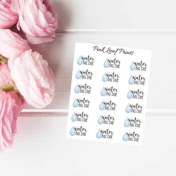 Water Bill Due Mini Icon Planner Sticker Sheet - Etsy