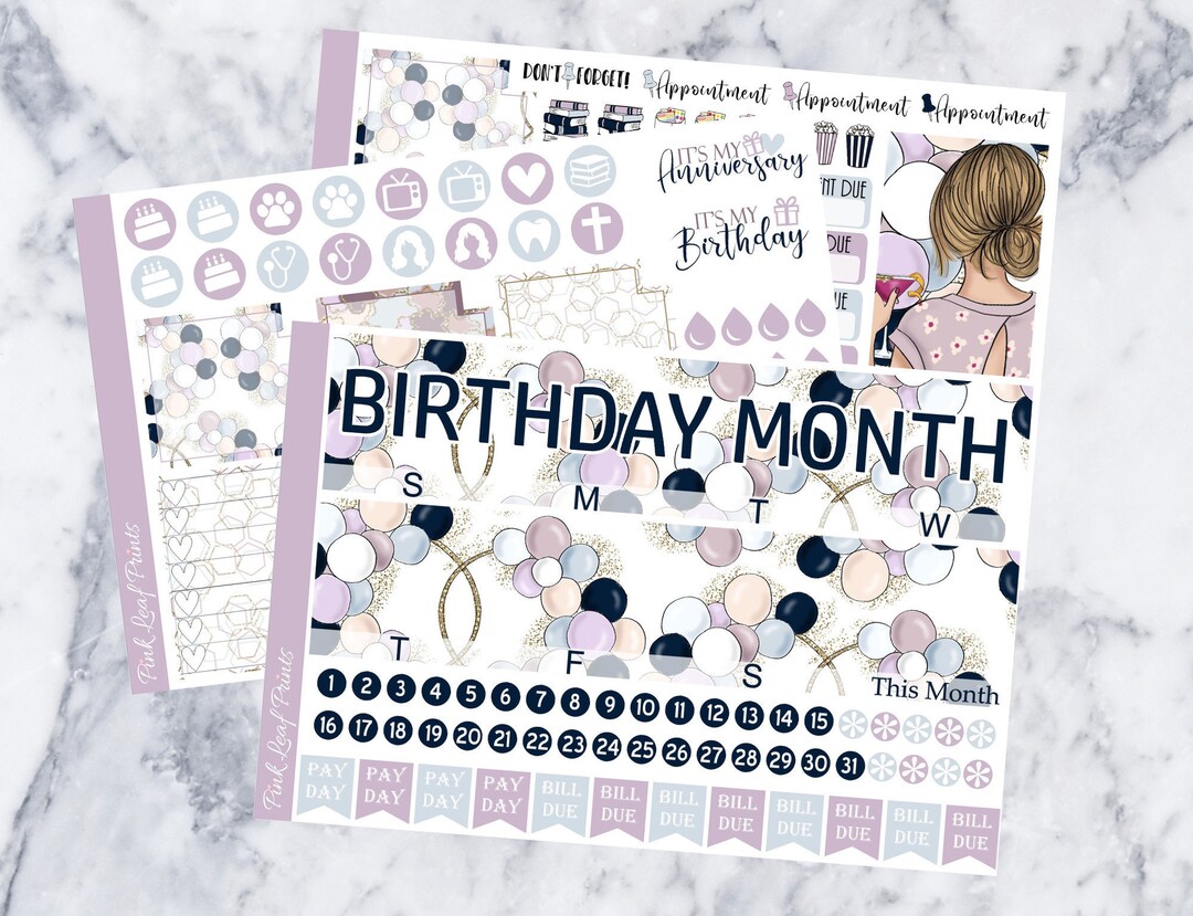 GLOSSY | Birthday Month | Monthly Layout Kit | Erin Condren - Etsy