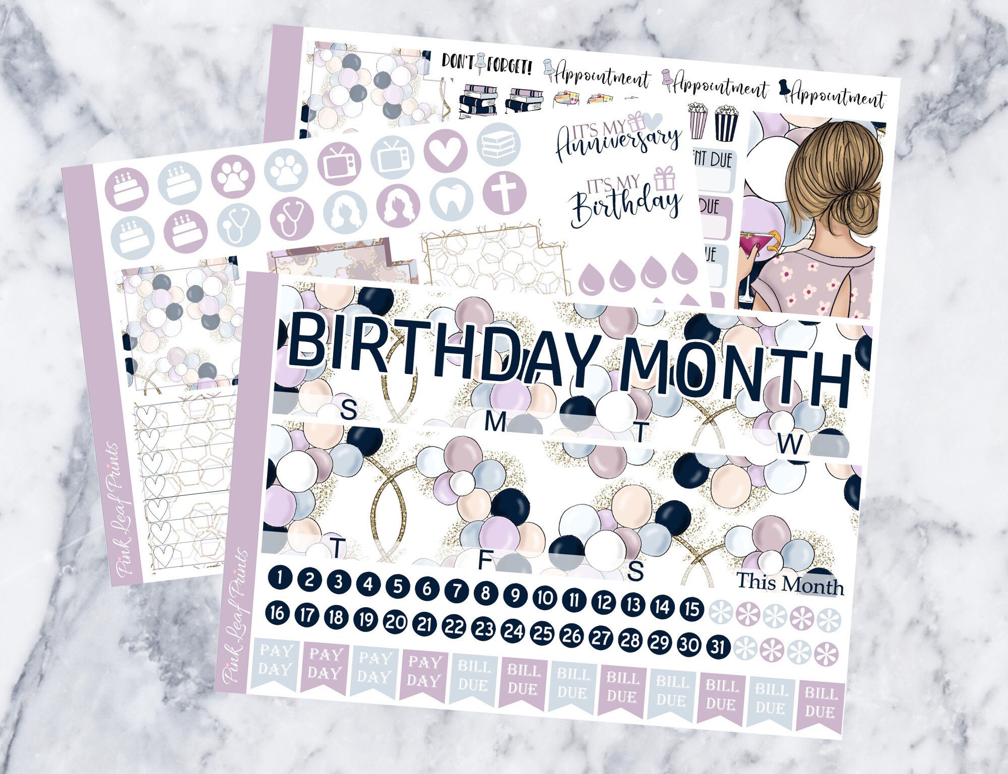 GLOSSY | Birthday Month | Monthly Layout Kit | Erin Condren - Etsy