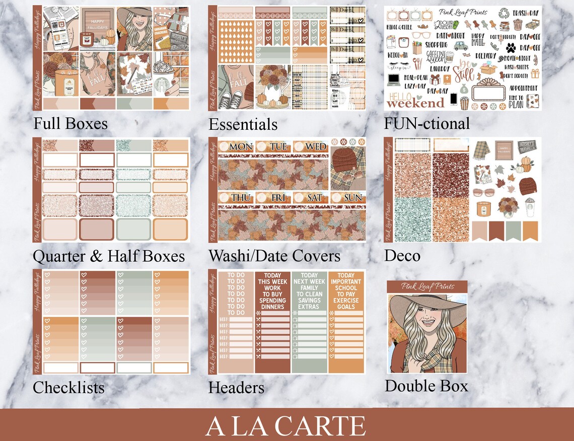 Glossy | Happy Fallidays | A La Carte Weekly Planner Sticker Kit - Etsy
