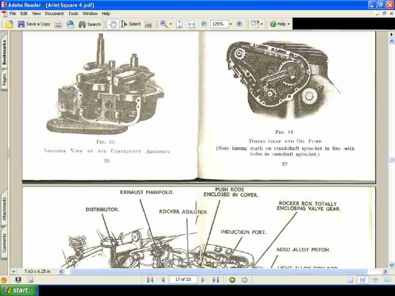 ARIEL SQUARE FOUR 4 Service & Parts Manuals - 100pgs With Motorcycle ...
