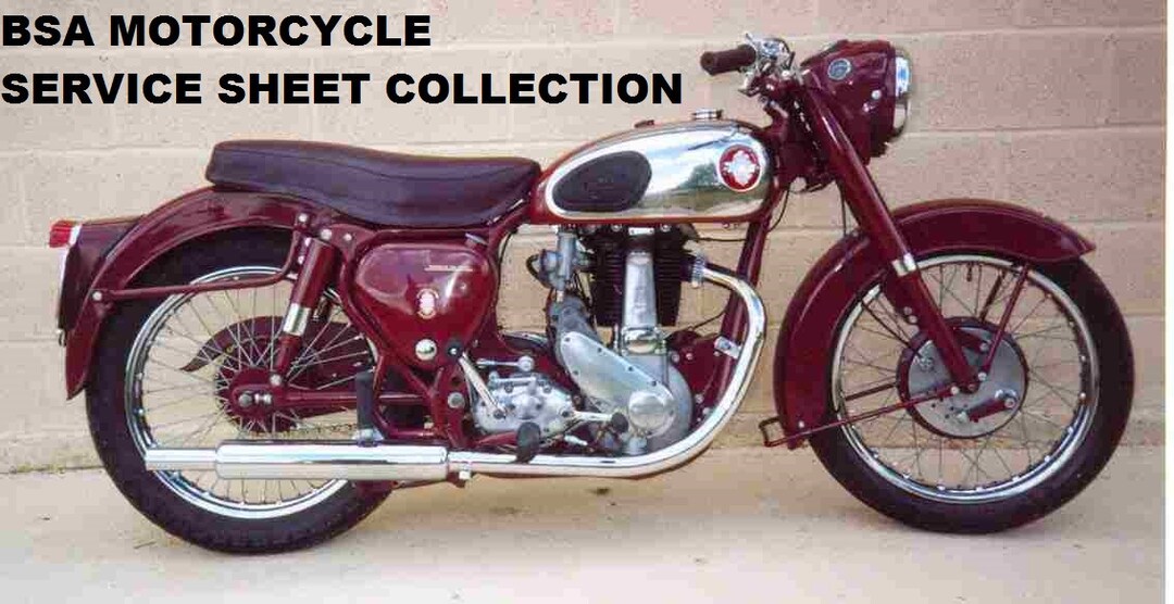 BSA 1949-1960 Service Sheet Manual -350pg for A B C D M Motorcycle Repair for 500cc 650cc 441cc ...