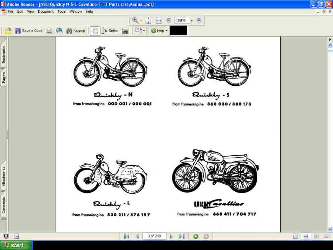 NSU Quickly Service Repair & Parts Manual Collection - 410 Pg Covers ...