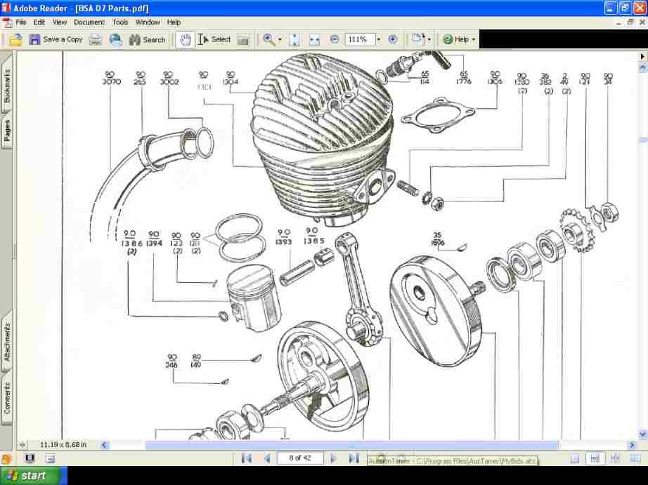 BSA BANTAM D1 D3 D5 D7 D14 Operation and Parts Manuals 230pgs for 125cc ...
