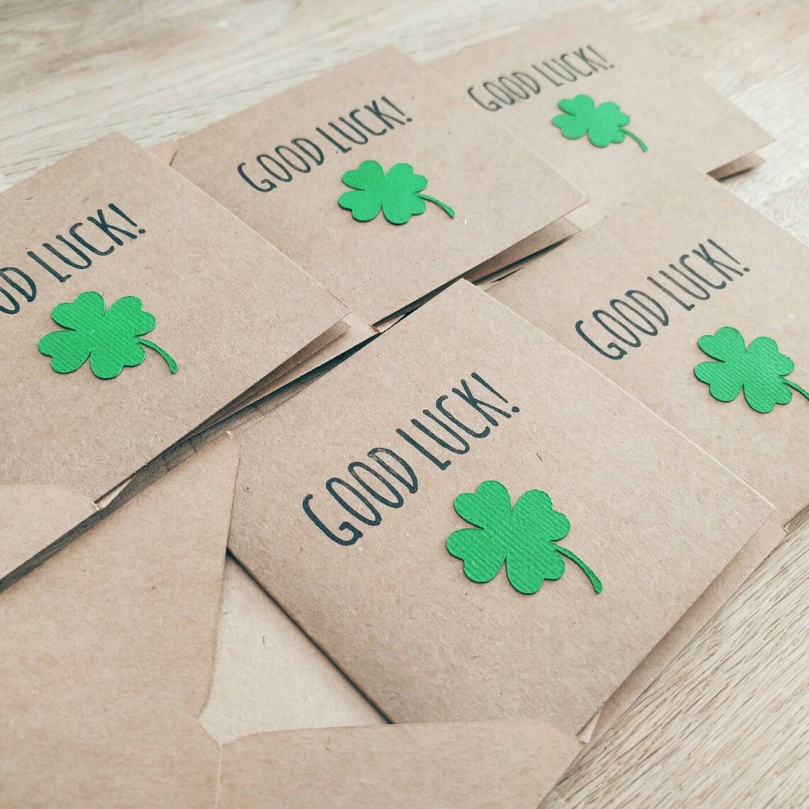 Pack of 5 Cute Handmade Good Luck Cards With Lucky Four Leaf Clover ...