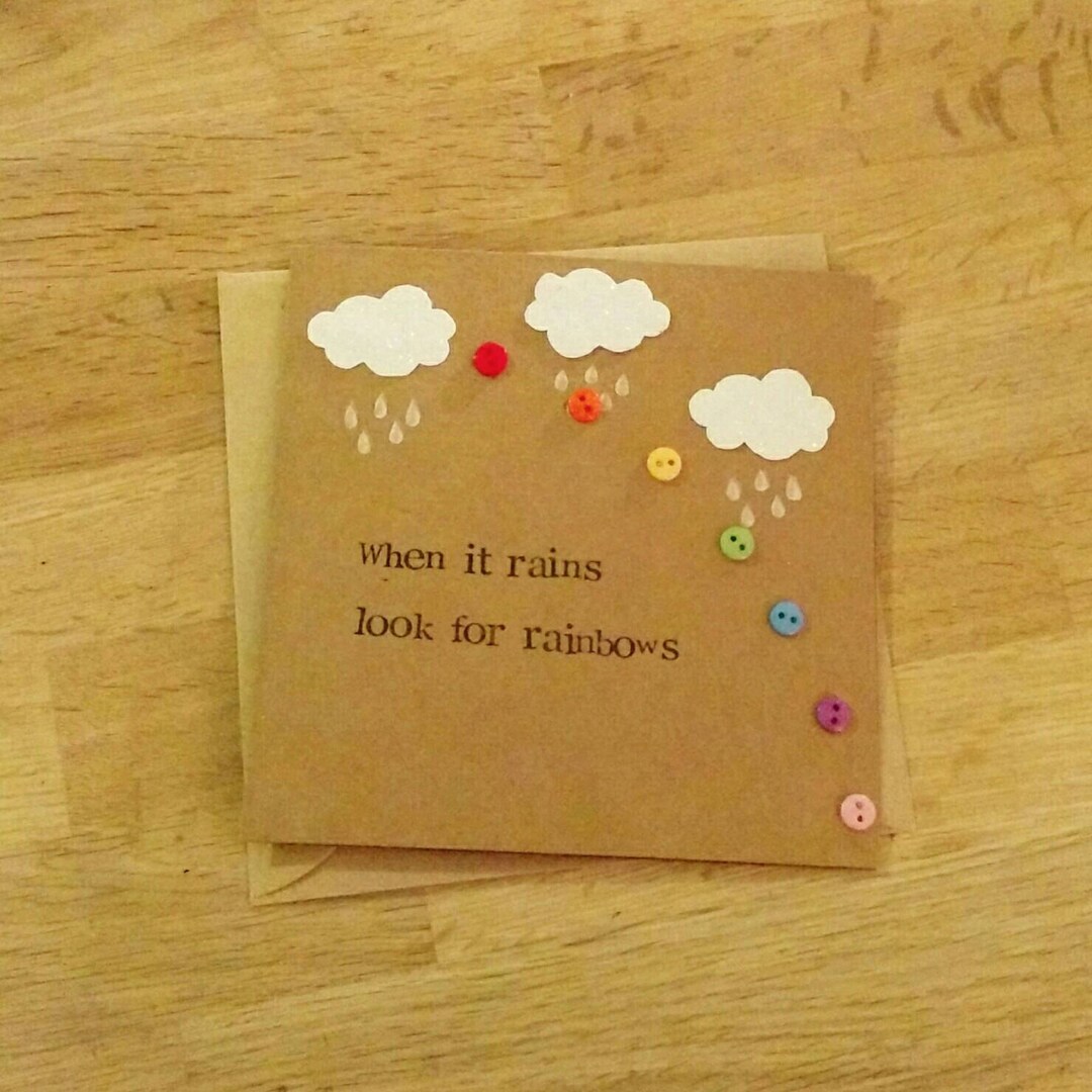 Handmade Rainbow Quote Card When It Rains Look for Rainbows - Etsy