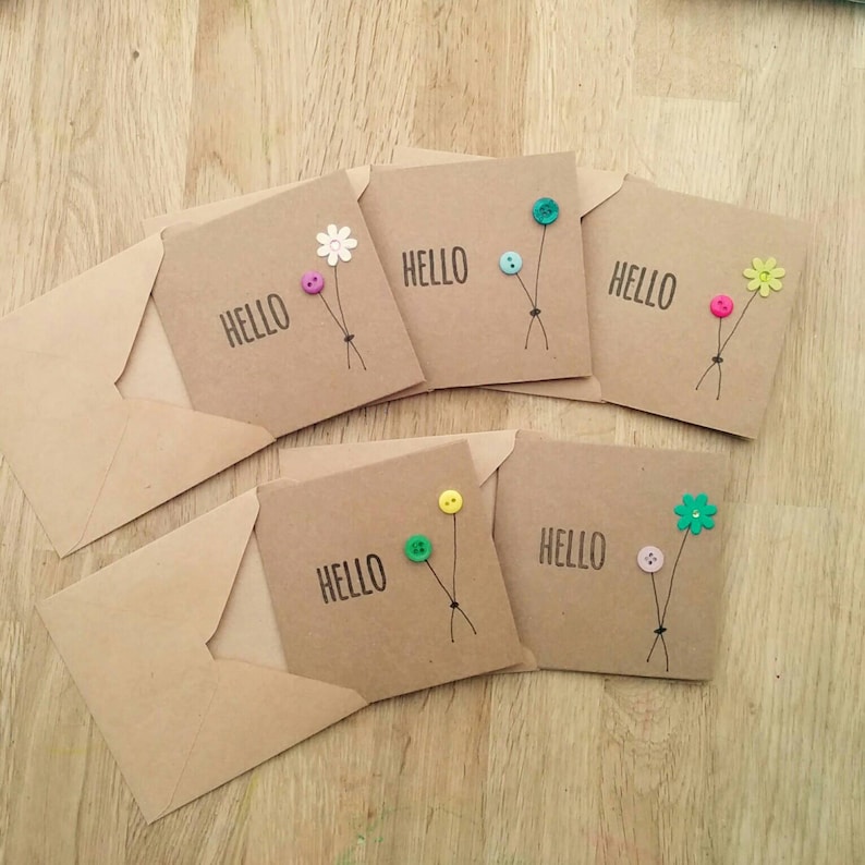 Pack of 5 Very Cute Handmade hello Cards With - Etsy UK
