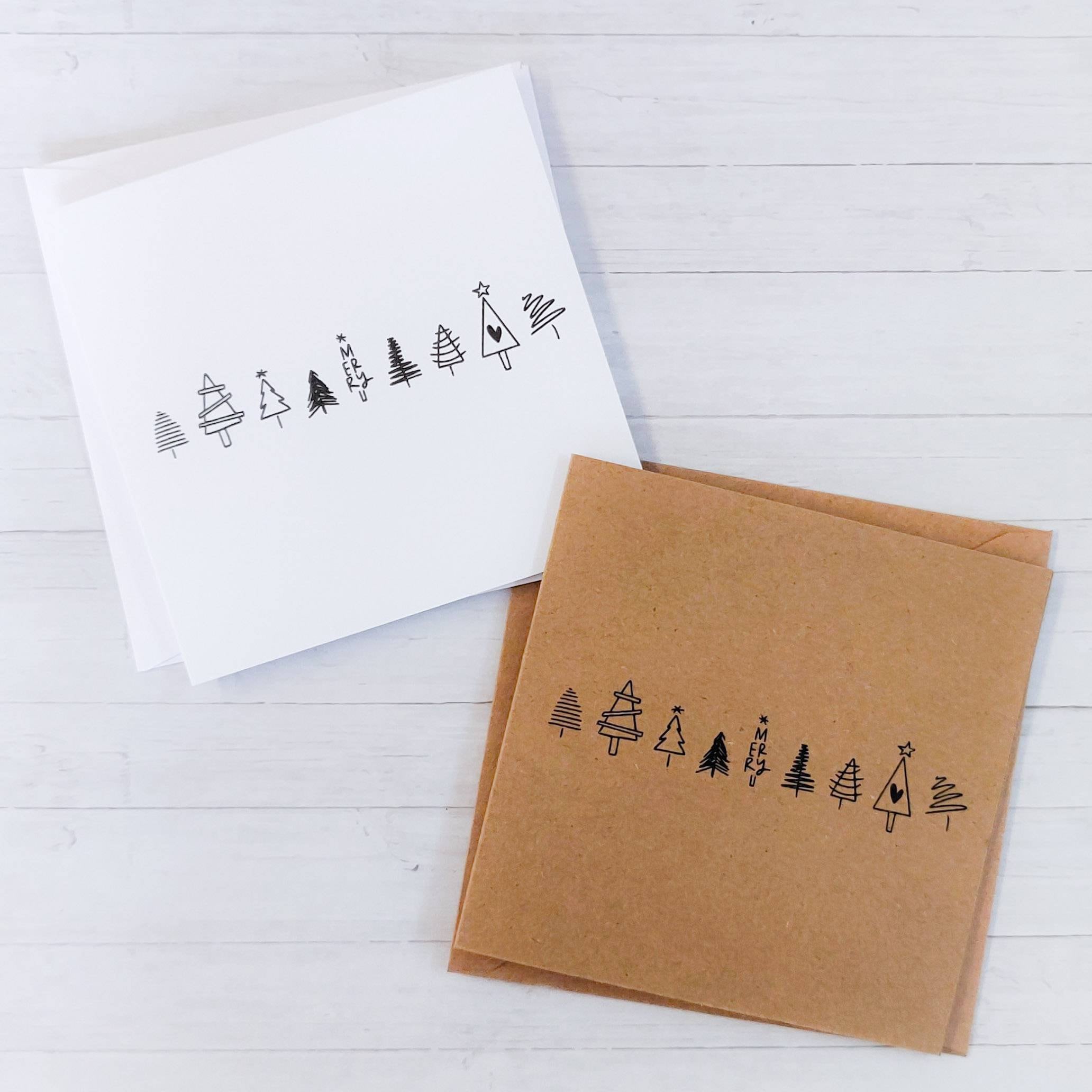 Pack of 5 Simple Handmade Christmas Cards - Etsy UK