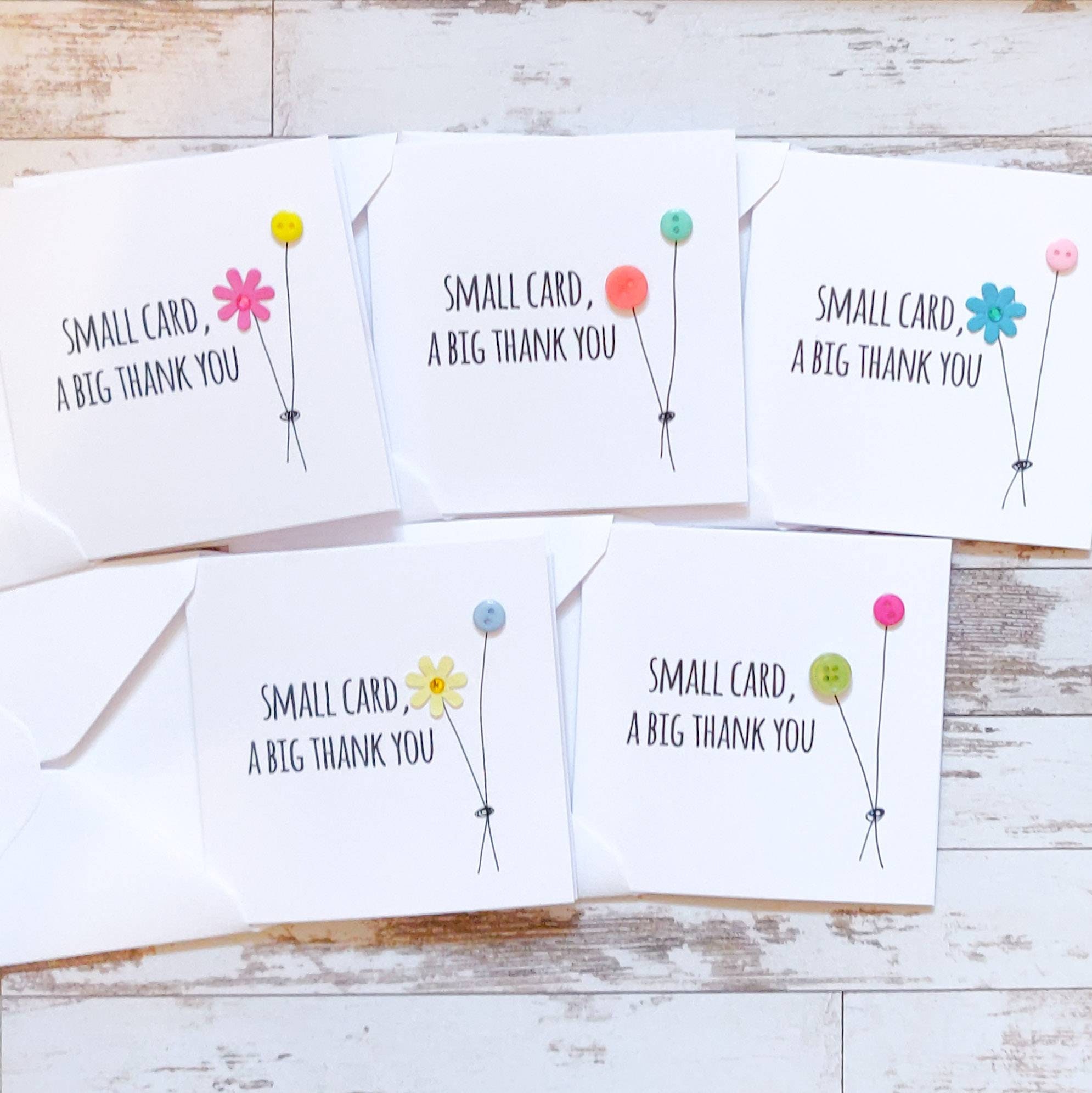 Pack of 5 Cute Handmade small Card Big Thank You - Etsy UK