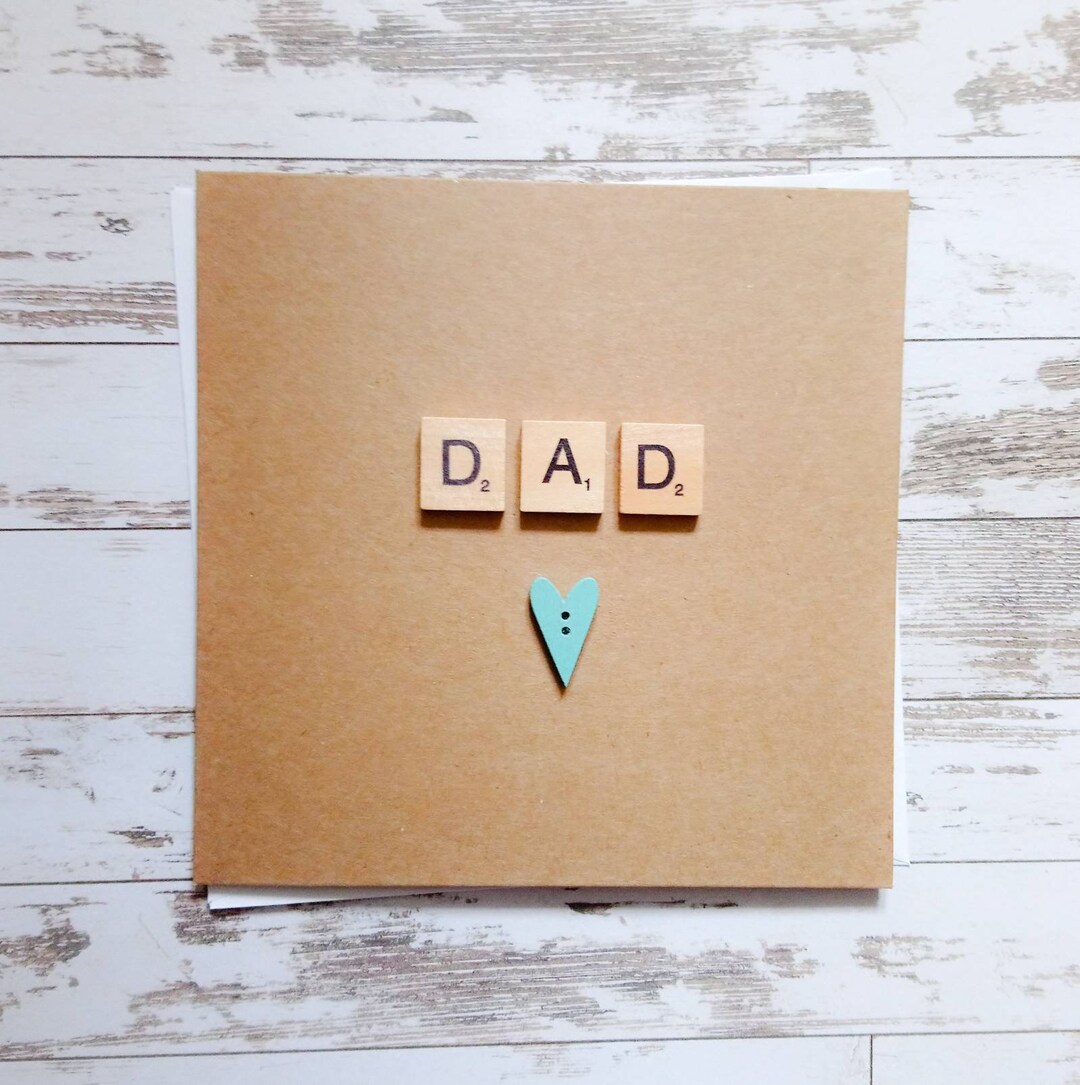Handmade dad Scrabble Father's Day Card With Wooden Heart - Etsy