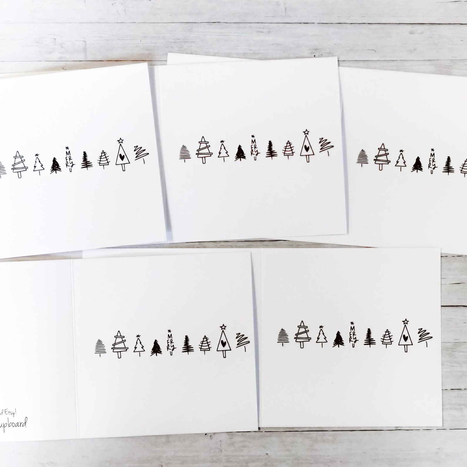 Pack of 5 Simple Handmade Christmas Cards - Etsy UK