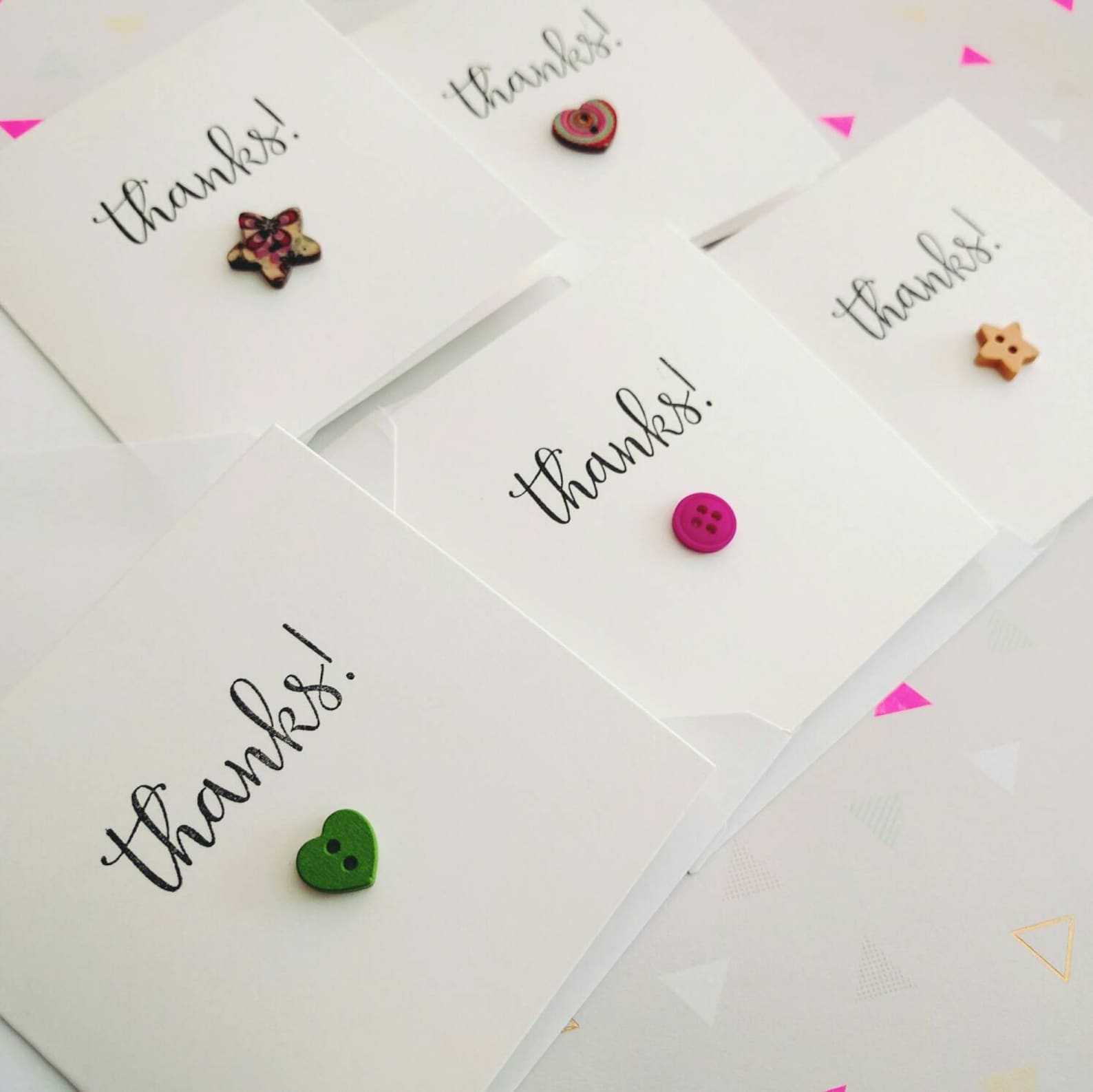 Pack of 5 cute handmade Thanks thank you cards | Etsy