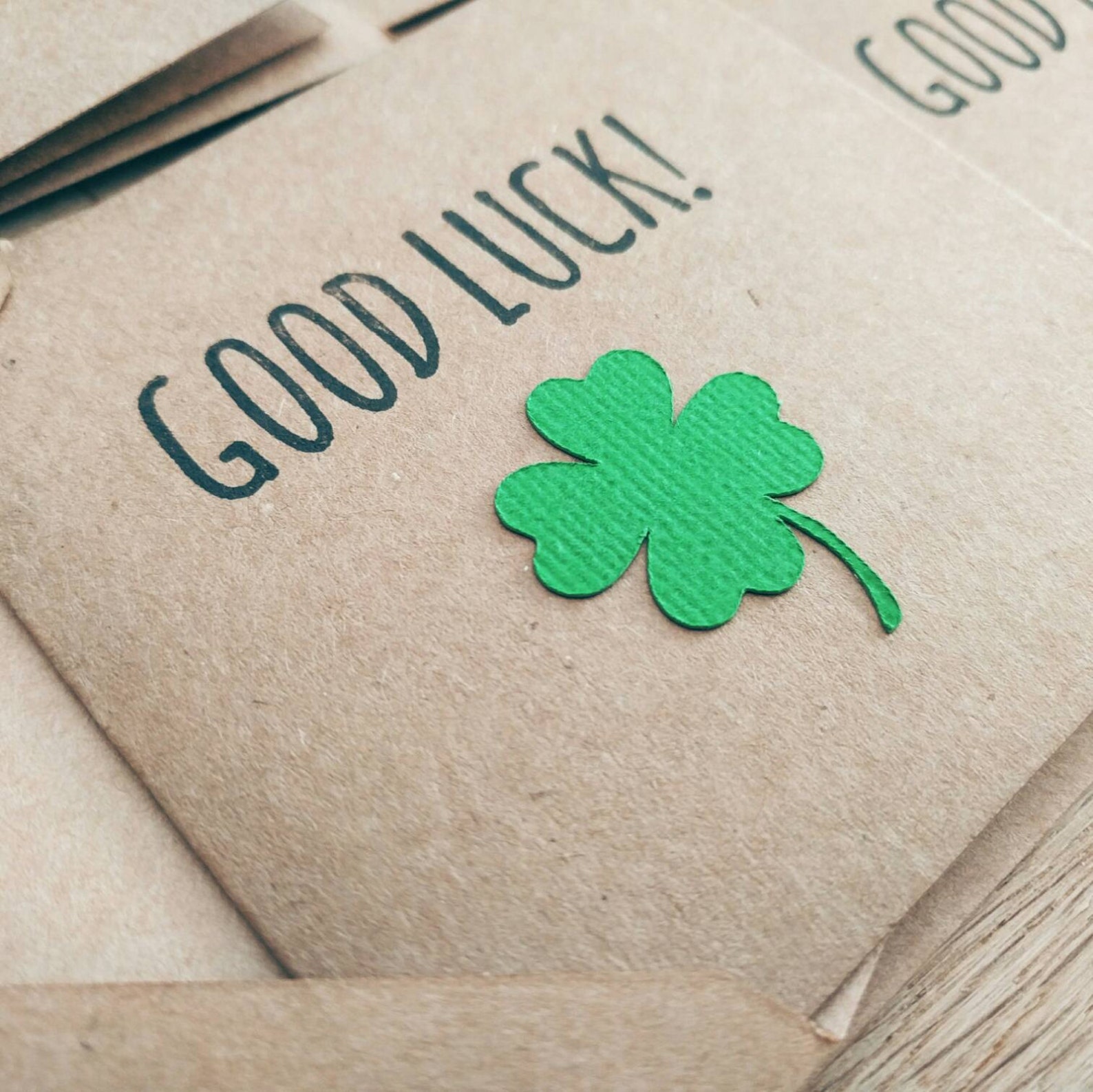 Pack of 5 Cute Handmade Good Luck Cards With Lucky Four Leaf - Etsy UK