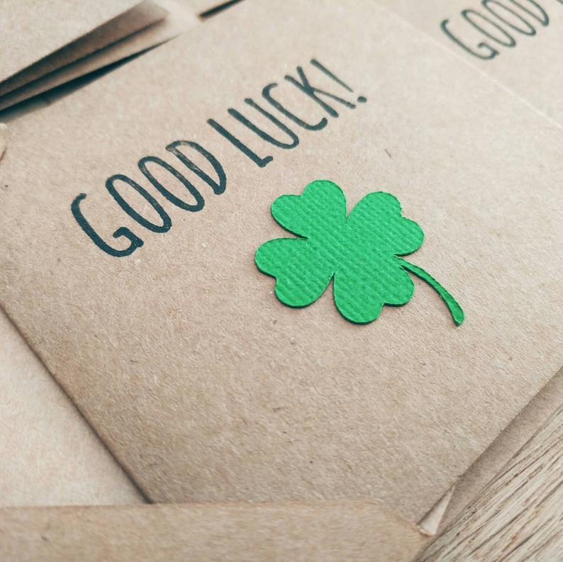 Pack of 5 Cute Handmade Good Luck Cards With Lucky Four Leaf - Etsy UK