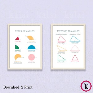 Types of Angles Poster Types of Triangles Print Set of 2 Maths Posters ...