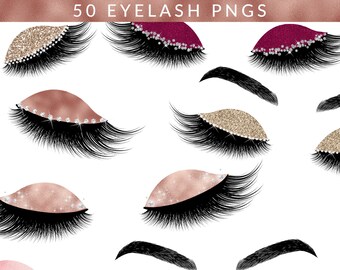 Instant Download Lash Clipart pink gold lashes clip art | Etsy