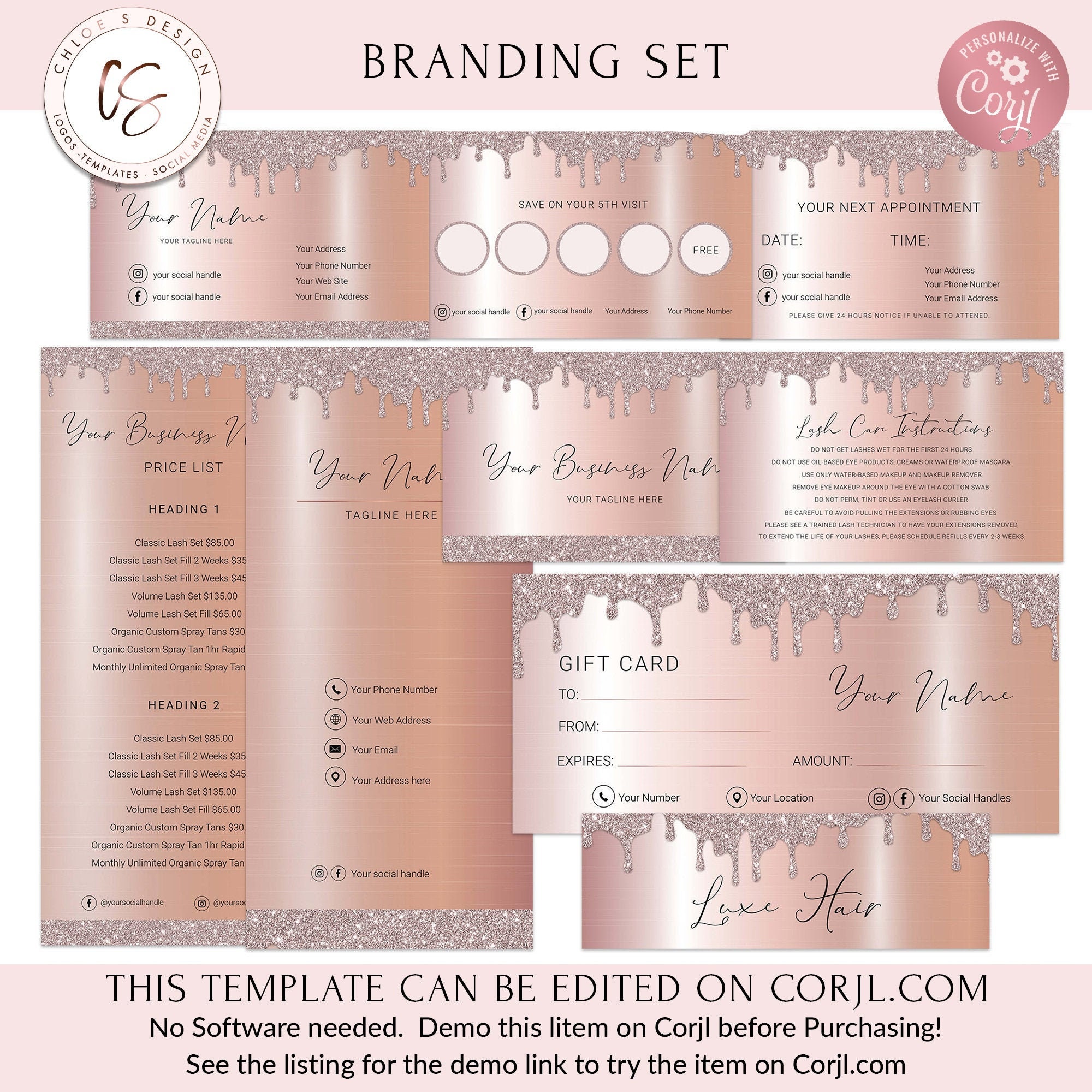 SALON BRANDING KIT Beauty Branding Set Editable Branding Kit | Etsy