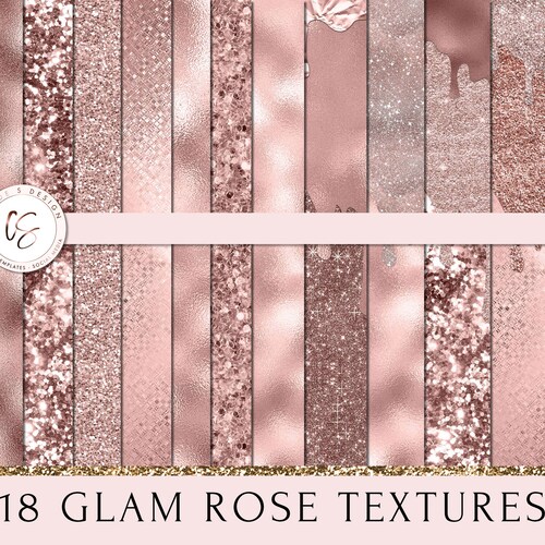 Rose Gold Digital Papers Metallic Page Glam Watercolor - Etsy