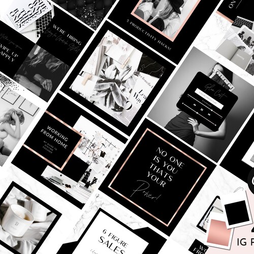 Black Gold Marble Instagram Story Templates Canva - Etsy