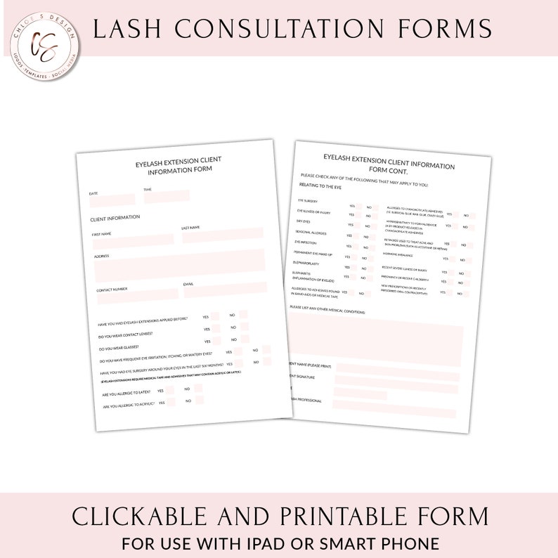 Clickable and Printable Eyelash Extension Consent Forms Lash | Etsy