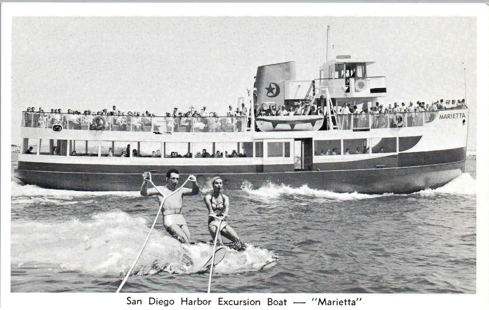San Diego, California- the Harbor Excursion Boat - "marietta" - Vintage ...