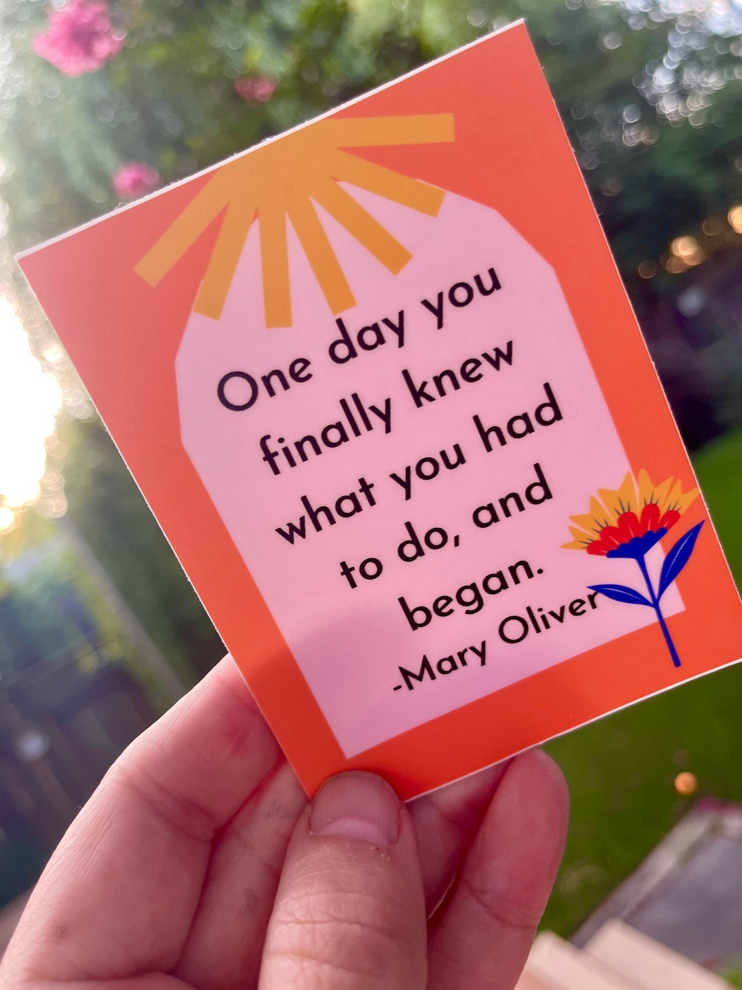 Mary Oliver Quoe Sticker Poem Quote Sticker Peel & Stick Sticker Vinyl ...