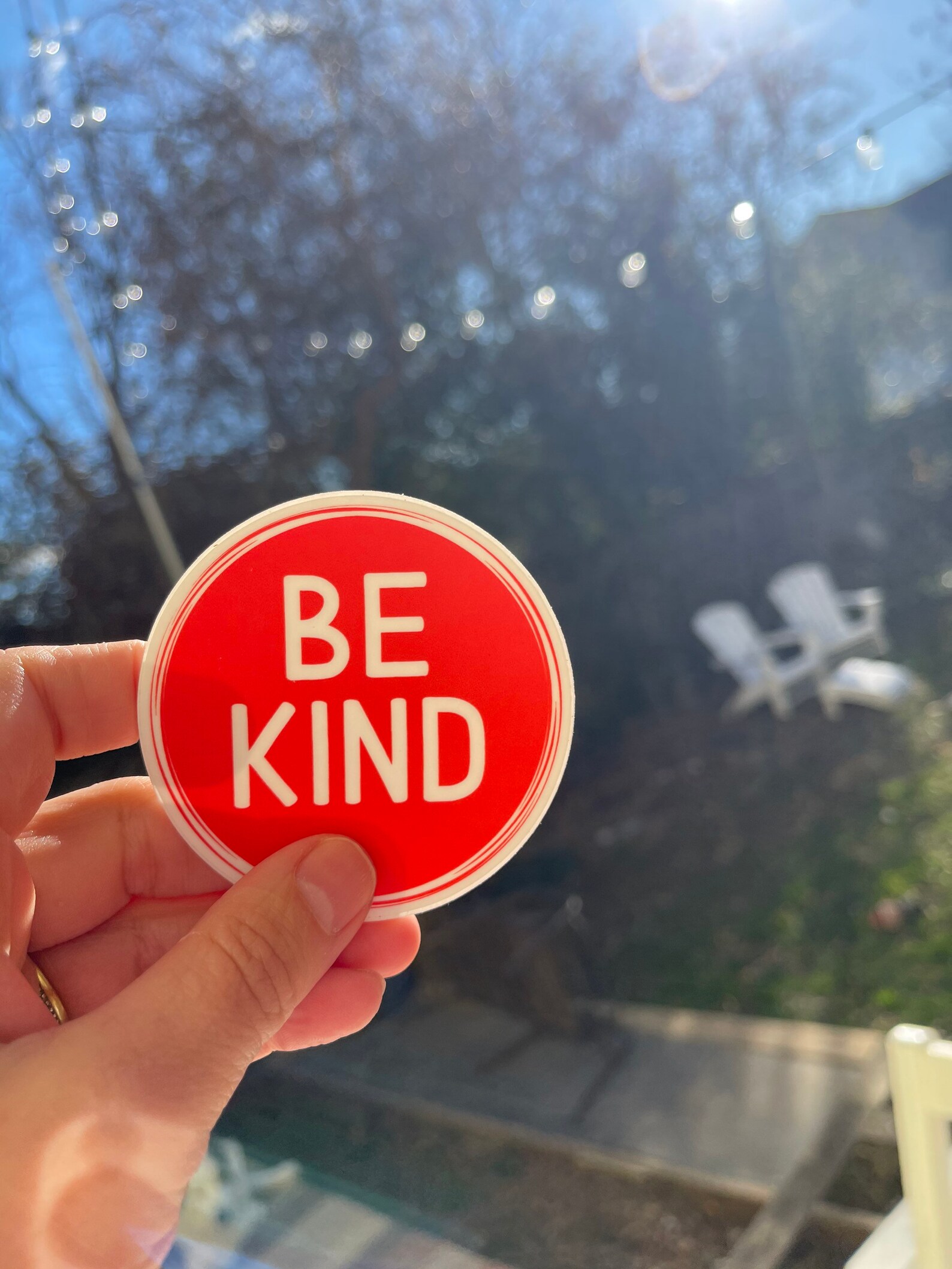 BE KIND red circular sticker for laptop water bottle or | Etsy