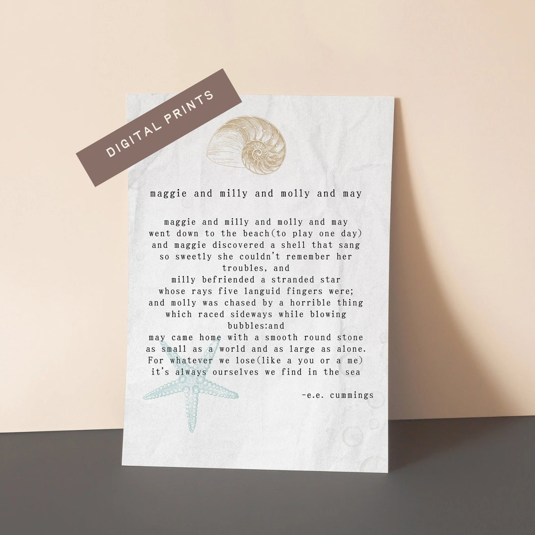 5x7 in E.E. Cummings Poem Print - Maggie and Millie and Molly and May ...