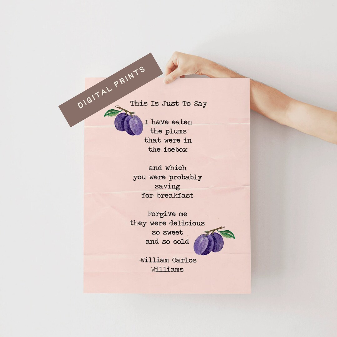 16x20 in This is Just to Say William Carlos Williams Poetry Print Art ...