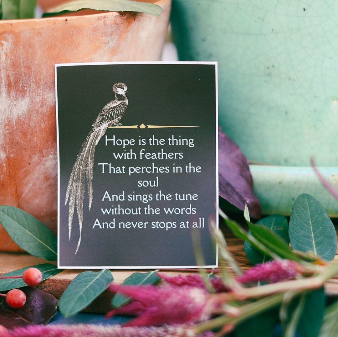 Emily Dickinson Sticker - Hope is the Thing With Feathers - Poetry ...