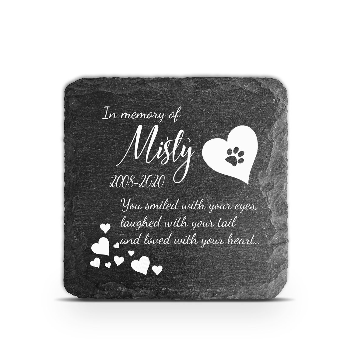 Memorial Plaque for Pet Cat Dog Slate Stone Heart Paw Grave - Etsy