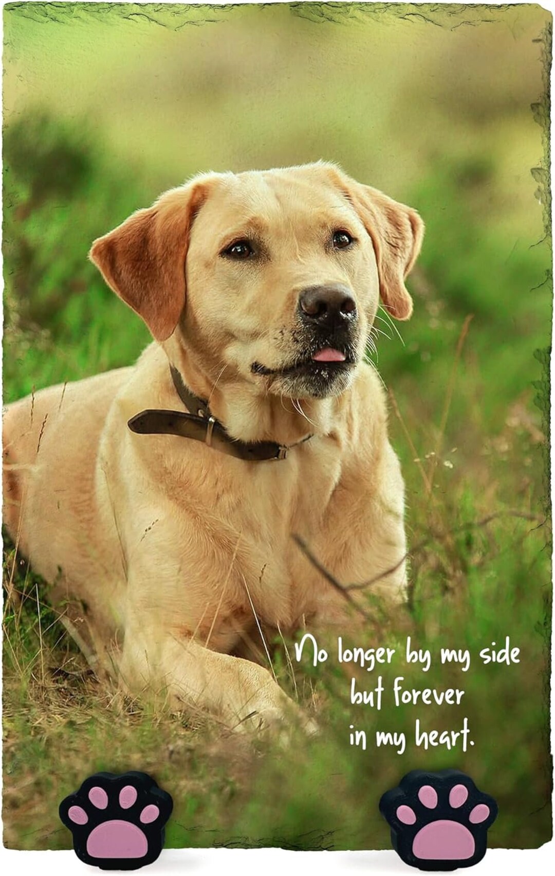 Personalized Pet Memorial Plaque-custom Photo Slate With 3D Paw Print ...