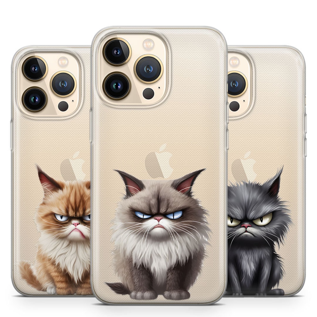 Grumpy Cat Design Funny Cat Pet Phone Case for iPhone 15 Pro Max Plus ...
