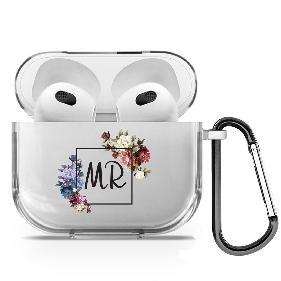 PERSONALISED Airpods Case Initials Name Monogram Clear Silicone for ...