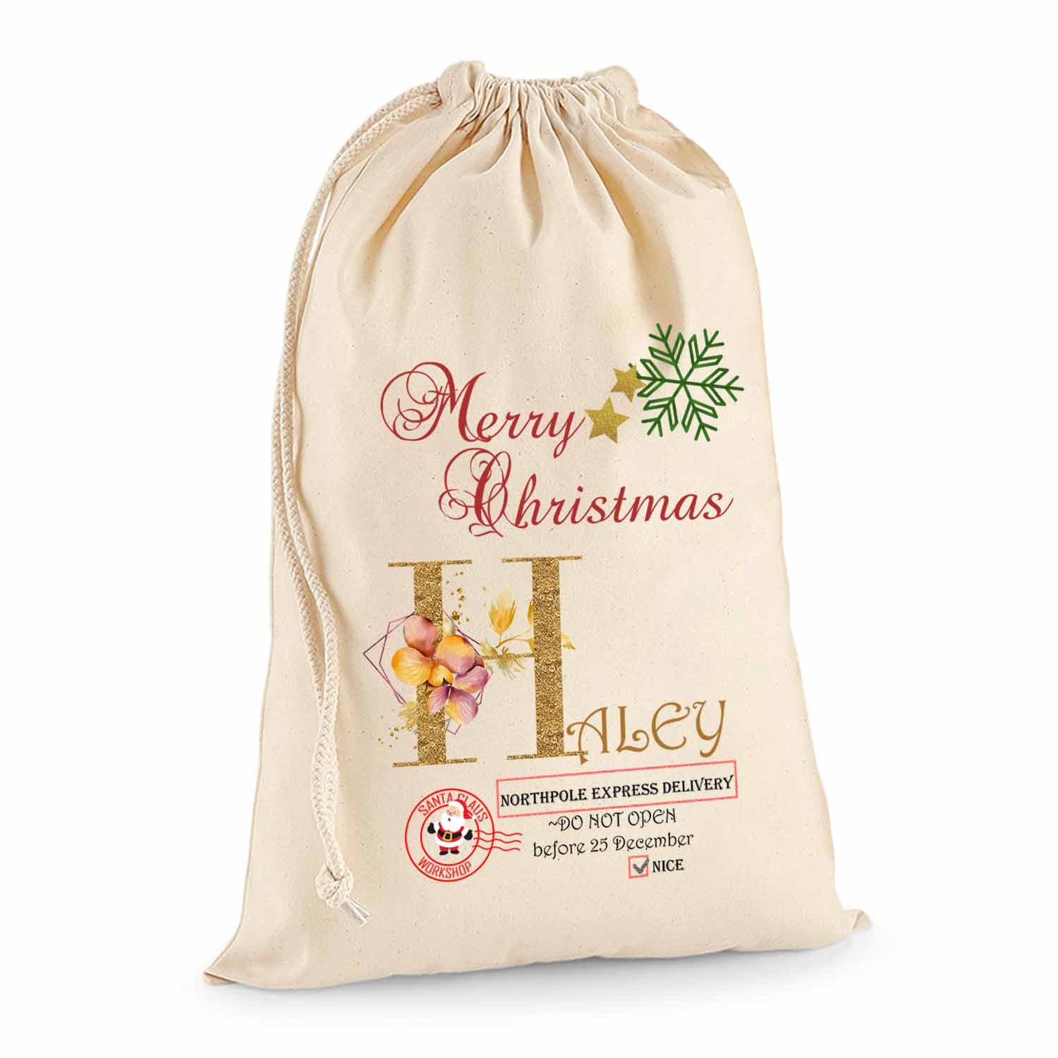 Personalized Custom Name Santa Gift Bag Christmas 2021 Xmas - Etsy