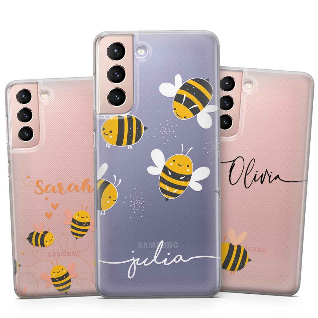 Personalized Honey Bee Bumble Bee Gel Rubber Phone Cases for Samsung Models S25 S24 S23 A55 A26 ...
