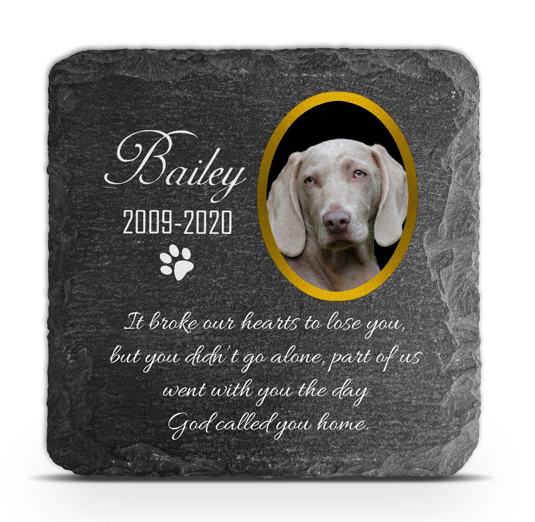 Memorial Plaque for Pet Cat Dog Slate Stone Heart Paw Grave Marker With ...