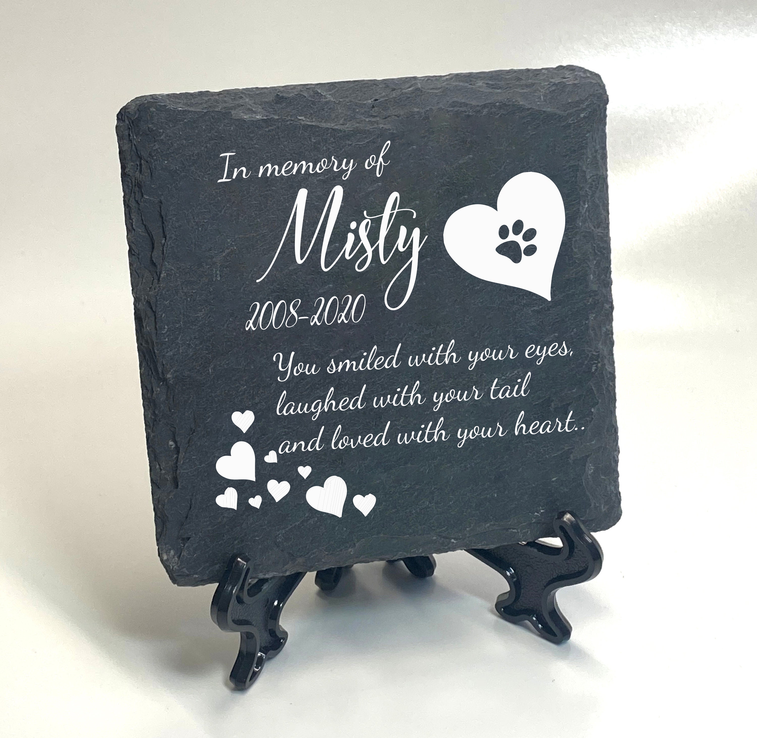 Memorial Plaque for Pet Cat Dog Slate Stone Heart Paw Grave - Etsy