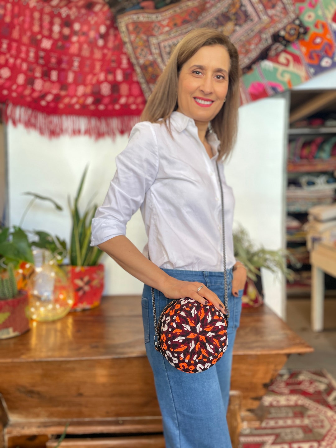Embroidered Bucket Bag Made With Hats. Ethnic Clutch Bag. 136 Cm Long ...