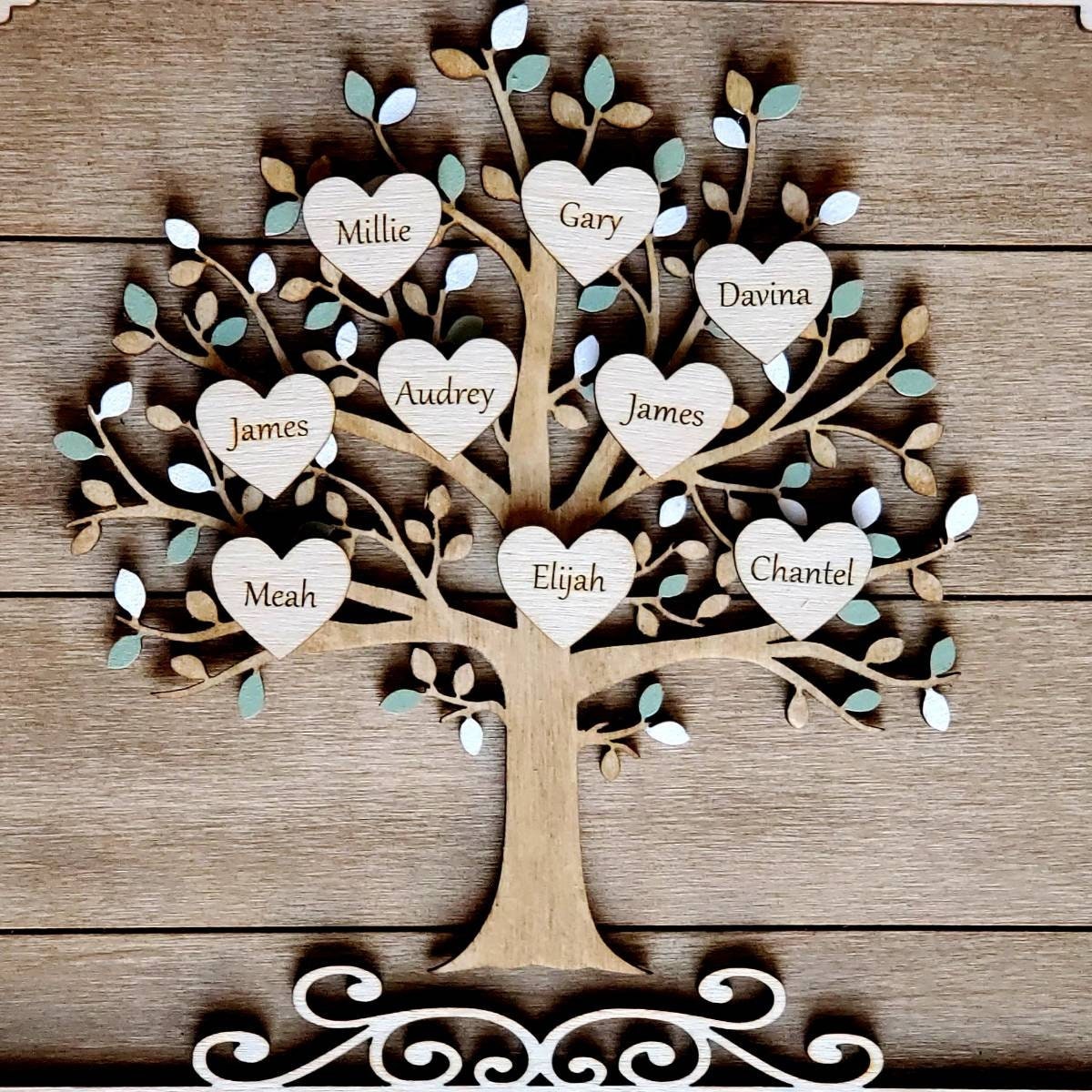 Family Tree Engraved on Wood - Etsy