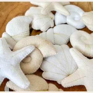 Handmade Beach Decor. Felt Seashell Ornaments. Neutral Sea Shore Charms ...